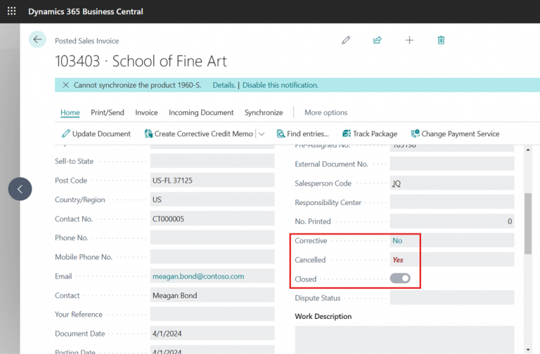 Use of Correct, Cancel, and Corrective Credit Memo actions on Posted ...